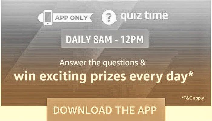 Amazon Quiz Time Answers Today 28th January - Win Rs.500 Cash ...