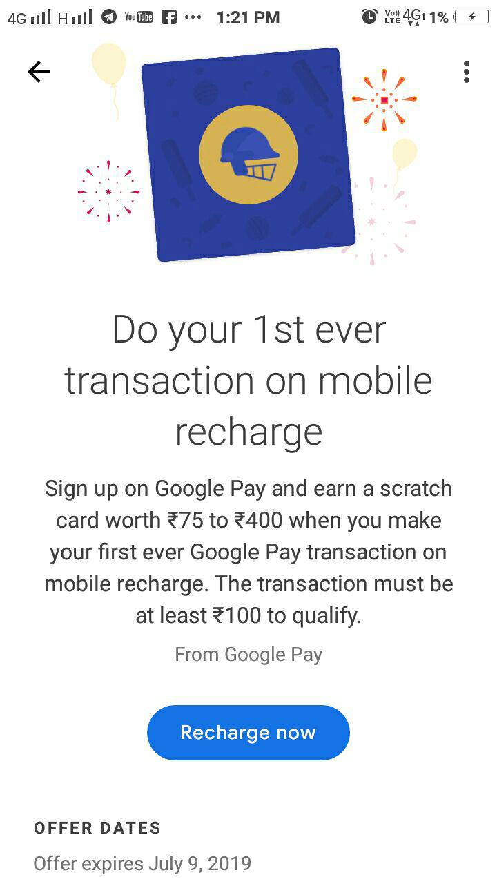 GPay Recharge Offer - Get Upto Rs.570 Cashback on Recharge from Gpay ...