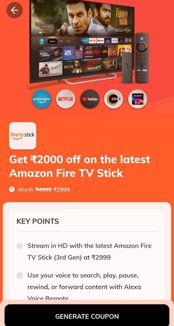 Amazon FireTV Stick In Just ₹199 Only With Timesprime Membership ...