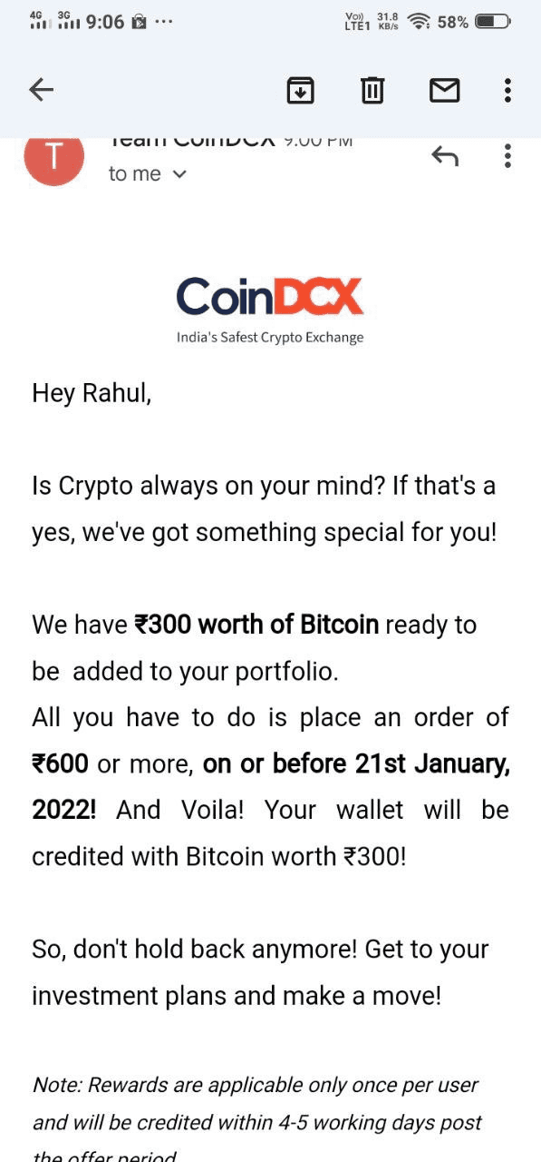 [BT201] CoinDCX Coupon Code - Get Free Bitcoins worth ₹2022 | Bigtricks.in