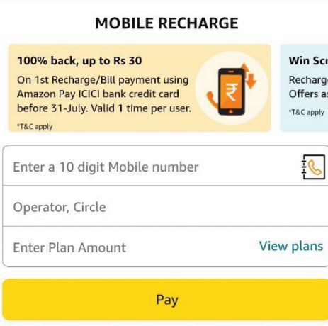 Amazon Recharge offer 19 June - 100% Cashback on Recharges/Bill ...