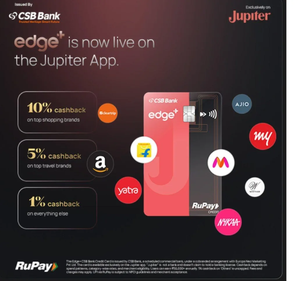 Jupiter Edge+ Credit Card Benefits, Eligibility, Fees & Offers ...